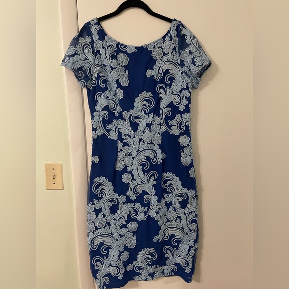 JS Collections | Dresses | Js Collections Blue Soutache Cocktail Dress ...